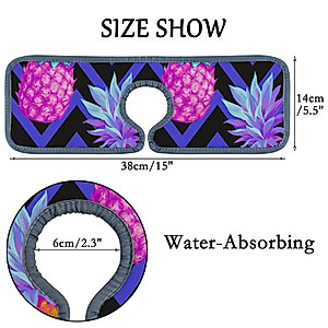 Kitchen Faucet Absorbent Mat 2 Pieces Colorful Tropical Pineapples Faucet Sink Splash Guard Bathroom Counter and RV,Faucet Counter Sink Water Stains Preventer