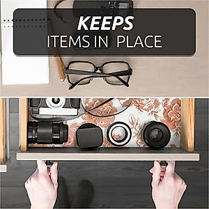 FIFTY FEET 12X120 Inch Shelf Liner for Kitchen Cabinets, PVC Drawer Liner for Dresser Non-Slip Bathroom, Non-Adhesive Cabinet Liner Washable (Red Flower)(1 Roll)