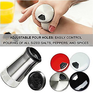 CHEFVANTAGE Salt and Pepper Shakers Set with Adjustable Holes - Stainless Steel