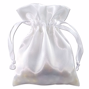 Satin Jewelry Gift Pouches 3x4 White (Package of 10) - Drawstring Gift Bags