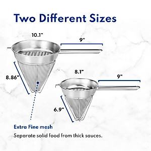 New Star Foodservice 537423 Stainless Steel Reinforced Bouillon Strainer, 8-Inch