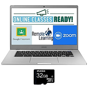 SAMSUNG 2021 Chromebook 15.6 Inch Laptop| FHD 1080P Display| Intel Celeron N4000 up to 2.6 GHz| 4GB RAM| 128GB eMMC| Bluetooth| Chrome OS + NexiGo 32GB MicroSD Card Bundle