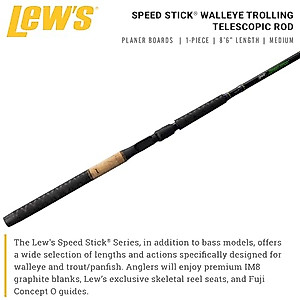 Lew's Speed Stick 8'6"-1 Medium Planner Boards Telescopic Walleye Trolling Rod