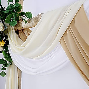 MoKoHouse Wedding Arch Outdoor Indoor White Sheer Backdrop Curtain 3 Panels Chiffon Fabric Drapery 6 Yards Nude and Cream Party Background Drapes Wedding Decoration