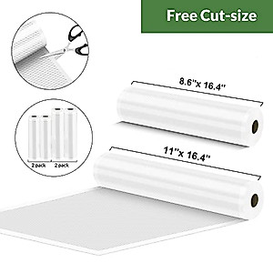 Vacuum Sealer Rolls, Vacuum Sealer Bags - 4 Packs Food-Storage Bags, Fits All Clamp Vacuum Sealer Machine, BPA Free, for Meal Prep Sous Vide