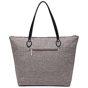 NNEE Water Repellent Light Weight Nylon Polyester Tote Bag Teacher Handbag - Medium, Brown