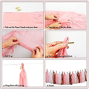 Birthday Decorations Set with Glittery Happy Birthday Banner and Paper Fringe Wreath, Rose Gold Party Decorations Balloons and Confetti Balloons for Women Girl Birthday Party