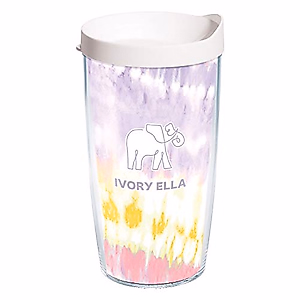 Tervis Made in USA Double Walled Ivory Ella Insulated Tumbler Cup Keeps Drinks Cold & Hot, 16oz, Tie Dye
