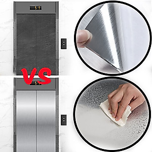 Yancorp Brushed Silver Contact Paper Stainless Steel Contact Paper Peel and Stick on Removable Countertop Self-Adhesive Kitchen Fridge Liner Covers (15.7"x78")