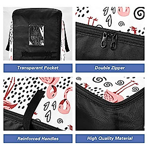 MCHIVER Quilt Storage Bag Clothing Organizer - Flamingo Pattern Under Bed Storage Bins Bedroom Storage Clear Window & Carry Handles Great for Under Bed Storage