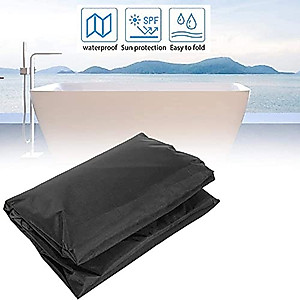 Klzzuk Square Hot Tub Cover Weather Resistant UV-Anti Outdoor SPA Cover Swimming Pool Protector Dust Cover for Hot Tub Garden Furniture (220 * 220 * 90cm,Beige)