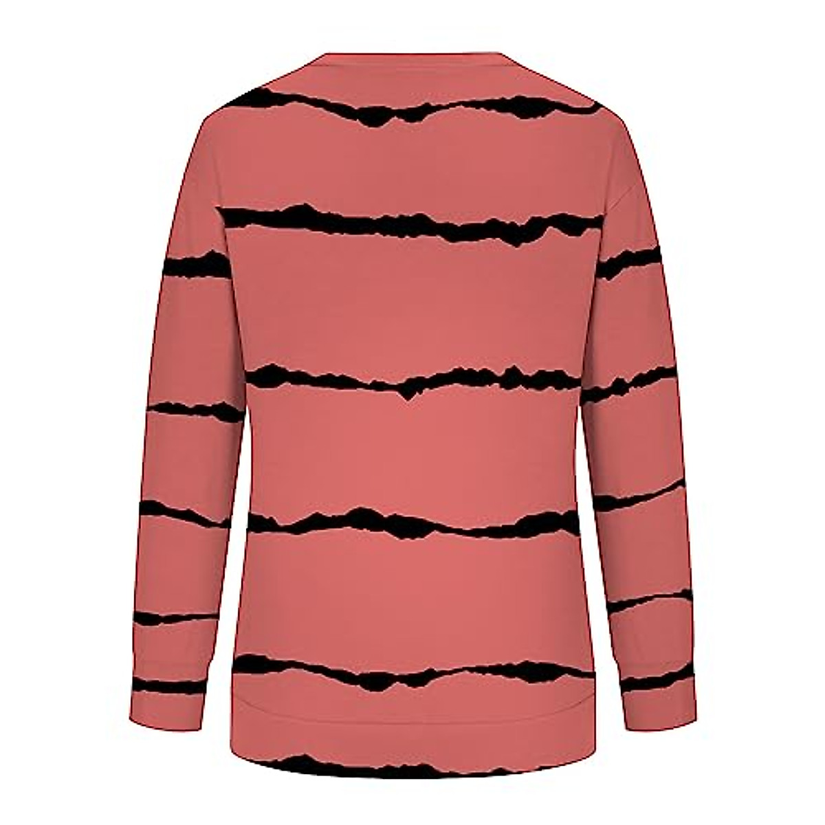 Homisy Women's Vintage Stripe Print Sweatshirt Casual Long Sleeve Pullover Sweatshirt Tops Loose Fit Crewneck Sweatshirt Watermelon Red