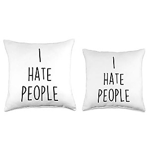 I Hate People Throw Pillow, 16x16, Multicolor