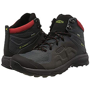 KEEN Men's Explore Mid Waterproof Hiking Boot, Magnet/Fiery Red, 9