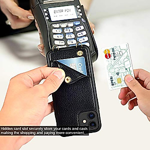 iPhone 11 Crossbody Case, JLFCH iPhone 11 Wallet Case with Card Slot Credit Card Holder Leather Phone Purse Cover for Apple iPhone 11, 6.1 inch - Black