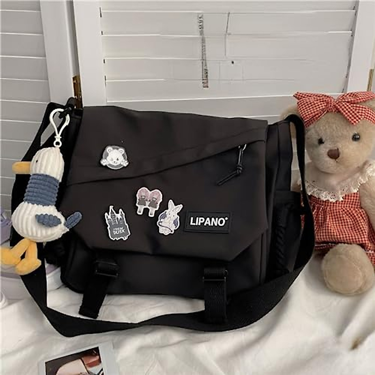 Loizziuy Y2k Backpack Kawaii Large Capacity Aesthetic Backpack Cute Casual Travel Mochilas Daypacks (1015 black [single pack plus random 4 badge])