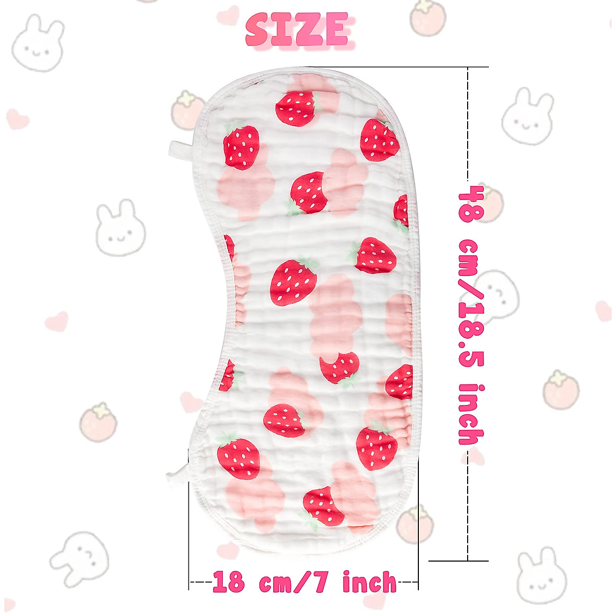 GROBRO7 5Pcs Baby Muslin Burp Cloths Pineapple Burping Bids for Baby Cotton 6 Layers Extra Absorbent Machine Washable Soft Large Cartoon Face Towels Nursery Gift Gentle for Newborn Girls 7x18.5inch