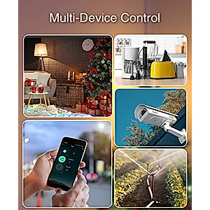 GHome Smart Outdoor Plug, Wi-Fi Smart Outlet Compatible with Alexa and Google Assistant, Remote Control Timer Schedule IPX4 Weatherproof Light Plug, No Hub Required, black