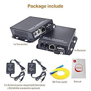 Primeda-tronic 2 Port Telephone and 100Mbps Ethernet Over Fiber Converters 1 Set - 2 Phone Lines POTS Over Fiber Optic,SC Single Mode 20Km and Multimode 500m, Support Called id, Ring and Fax