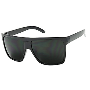 ShadyVEU Oversized Super Dark Lens Square Sunglasses Flat Top Large Black Out Shades for Migraines, Light Sensitivity