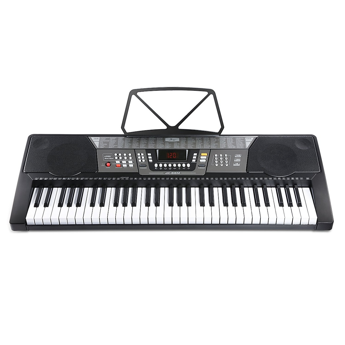 Joy 61-Key Standard Music Keyboard Kit Including USB Music Player Function, Bundle with Headphone, Stand, Stool, Power Supply (JK-66M Kit)