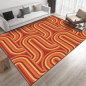 6x9 Rug 70s Retro Vintage Mid Century Modern Seamless Indoor Outdoor Carpet Soft Washable Kids Nursery Cool Throw Area Rugs for Living Room Bedroom Kitchen Entryway Floor Mat