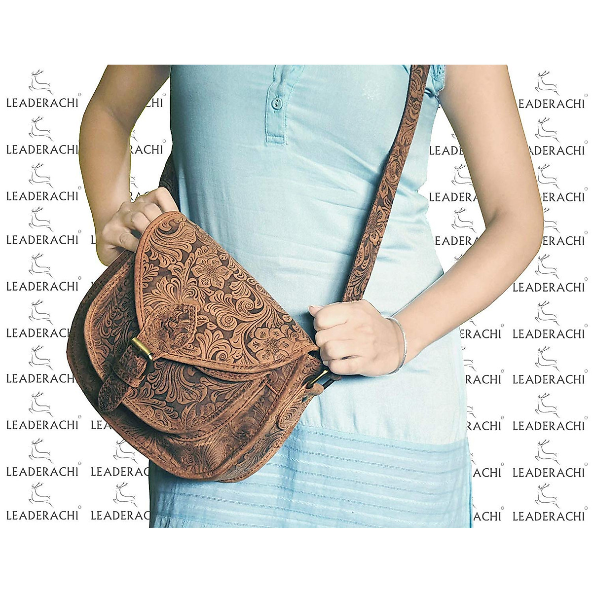 LEADERACHI Crossbody Shoulder Purse For Women Durable Sling Leather Handbag With Classic Design