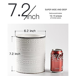 Getstar Large (7.2” x 6.2”) Kitchen Counter, Ceramic Cooking Utensil Holder with Protective & Non-Slip Cork Mat, Farmhouse Kitchen Decor