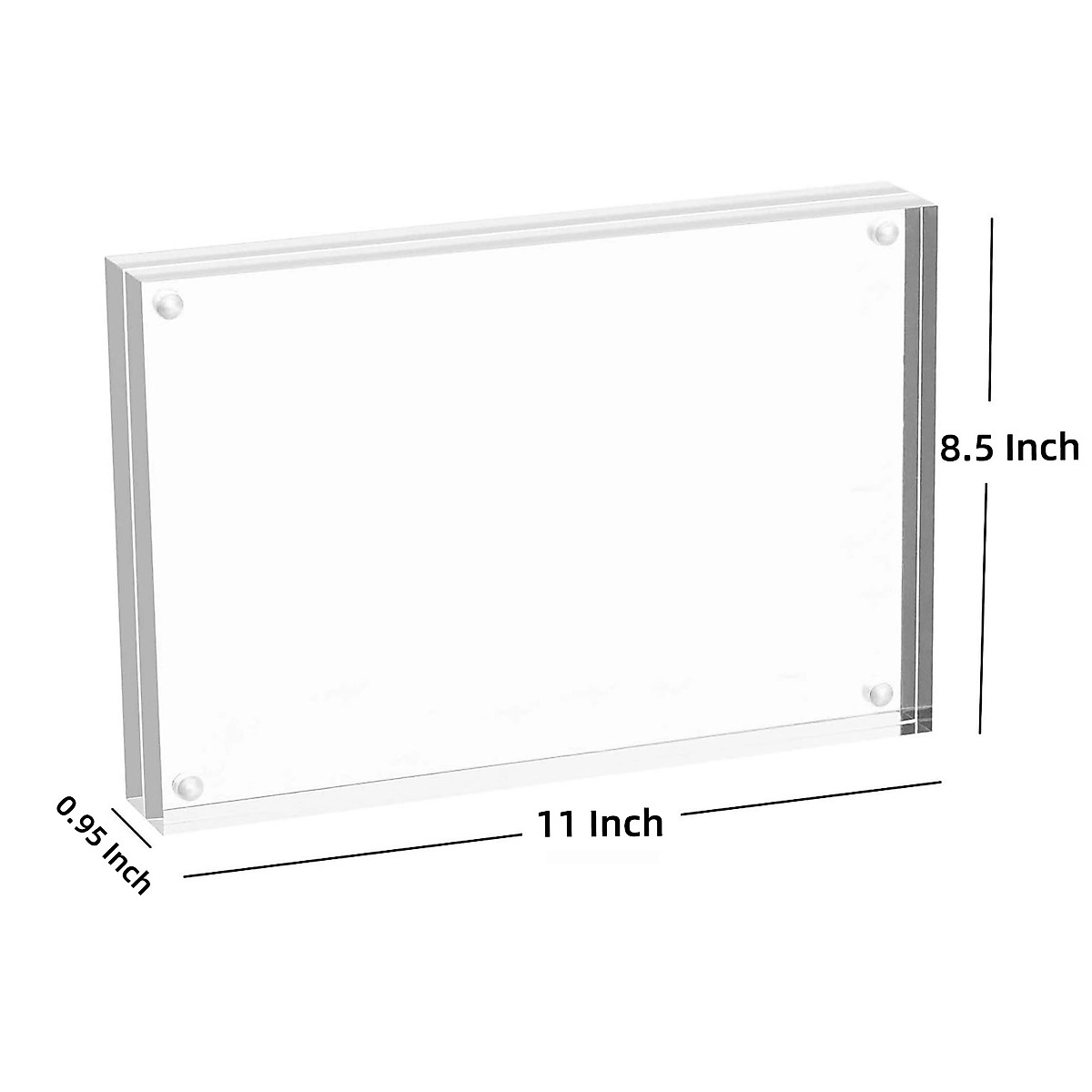 Meetu Acrylic Picture Frame 8.5x11,Clear Freestanding Double Sided 24mm Thickness Frameless Magnetic Photo Frames Desktop Display with Gift Box Package (1 Pack)