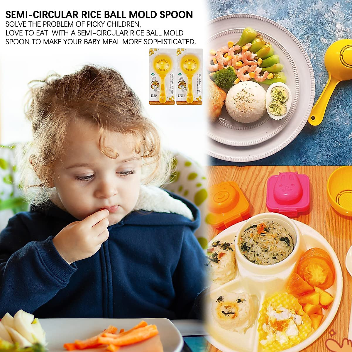 DOERDO 2PCS Plastic Rice Paddle Food Service Spoon Semicircular Rice Ball Spoon for Rice Mashed Potato, Sushi Making Tools