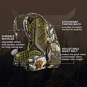 TIDEWE Hunting Backpack, Waterproof Camo Hunting Pack with Rain Cover, Durable Large Capacity Hunting Day Pack for Rifle Bow Gun (Next Camo G2)