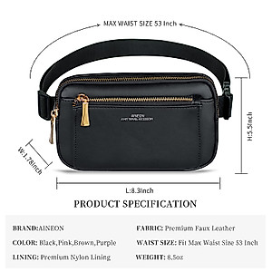 Fanny Packs for Women Fashion Leather Fanny Pack for Men Girls Boys, Plus Size Waist Pack Belt Bag with Adjustable Strap Waterproof Cute Bum Hip Bags for Travel Disney Hiking Running Cycling Shopping