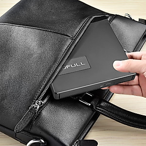 ROOFULL External CD DVD Drive USB 3.0 USB-C with 4*USB Ports and SD/TF Card Slot, Portable CD DVD Player Burner Optical Disc ROM/RW Reader Writer for Laptop PC Apple Mac Windows 11/10 Linux Computer