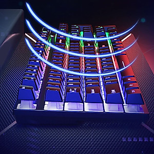 Backlit Keyboard, Quick Response High and Low Key Design One Piece Design USB Gaming Keyboard Thickened Low Base 104 Keys Wired for Home for Office for Gaming(H600 black characters-single keyboard)