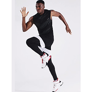 NELEUS Men's Workout Tank Tops Sleeveless Running Shirts with Hoodie,5098,3 Pack,Black/Grey/Red,L