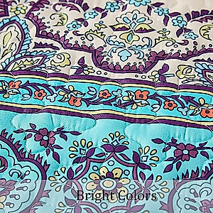 WONGS BEDDING Boho Quilt Set California King, Purple Bohemian Striped Pattern Printed Quilt Coverlet, Lightweight Microfiber Bed Decor Bedspread for All Season 106"x96"(3 Pieces, Cal King)