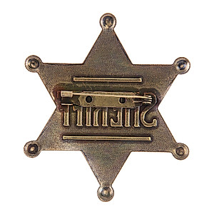 Sheriff Badge, Toy Sheriff Badge for Kids, Metal, Western Sheriff Badge, Deputy Sheriff Badge, Old West Prop, US-AKI-014 (Dark Bronze)