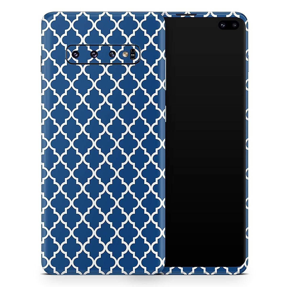 DesignSkinz Navy & White Seamless Morocan Pattern Protective Vinyl Decal Wrap Skin Cover Compatible with The Samsung Galaxy S20 (Screen Trim & Back Glass Skin)