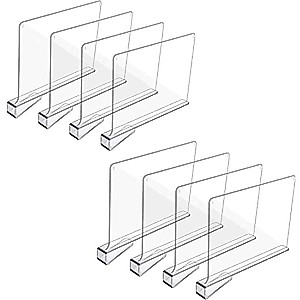 lamsexx 8 Pack Acrylic Shelf Dividers,Clear Shelf Dividers for Closet Organization, Closet Separator for for Organization in Bedroom, Kitchen and Cabinets