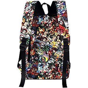 Roffatide Anime Demon Slayer Kimetsu no Yaiba Backpack All Over Printed Schoolbag Laptop Backpack Cosplay Daypacks Black