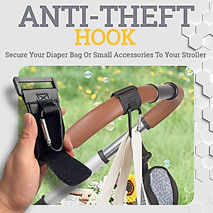 Stroller Hook - Faux Leather Style Stroller Hooks for Hanging Purse, Diaper Bags | Strong and Large Stroller Clips - Perfect Stroller Organizer for Baby Shower Favors or Gifts - Pack of 2