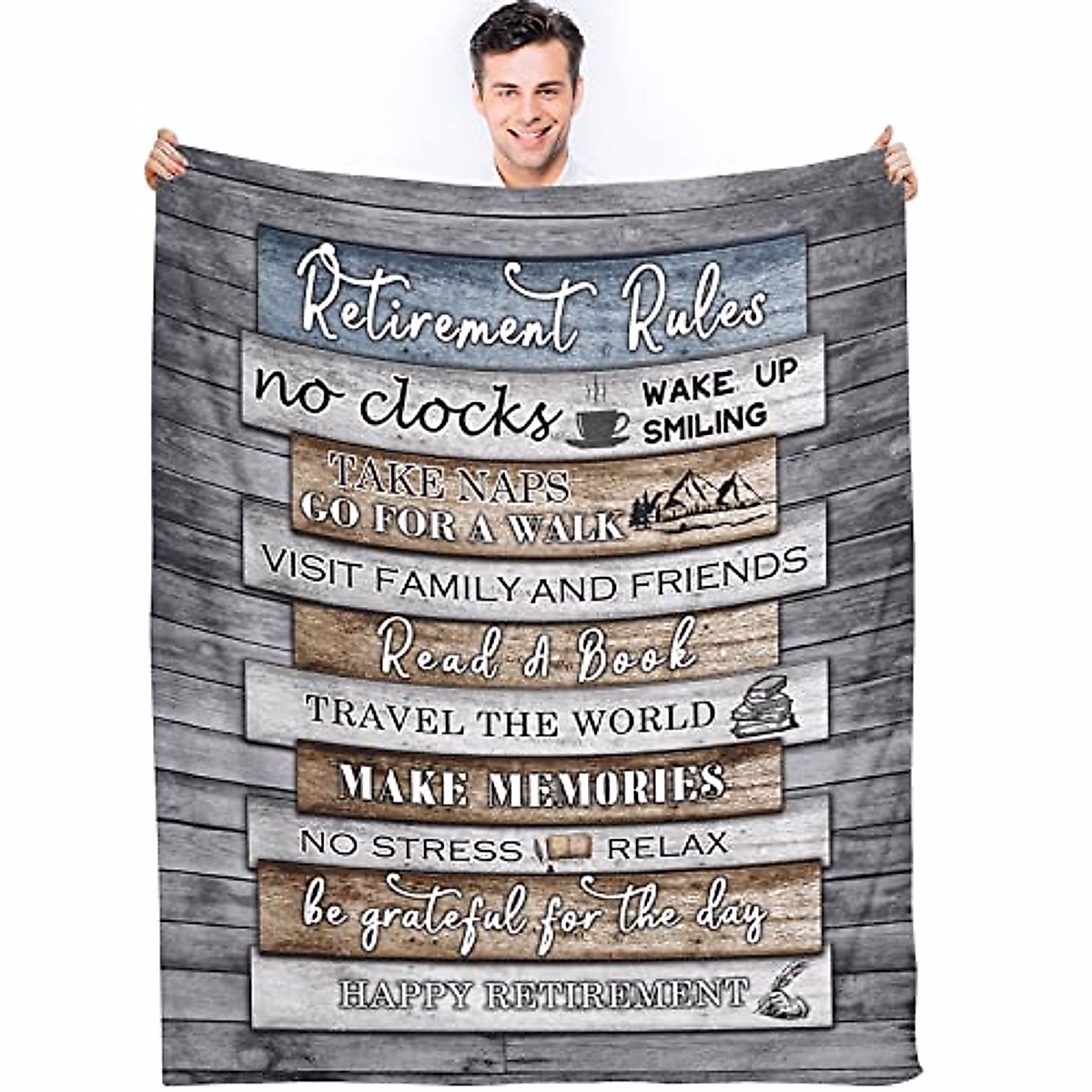 JIYEPOPO Retirement Blanket, Happy Retirement Gifts for Women Men, Retirement Going Away Gift Soft Lightweight Retired Throw Blankets for Coworkers Teacher Nurses Friends 60"x50"