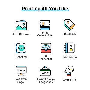 MIGYKO All-in-one Photo Printer Multifunction Portable Printer Wireless Instant Mini Printer Support BT Connection for Smartphone with 11 Paper Rolls 57mm Compatible with iOS Android