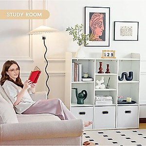 Redlife 7 Cubes Organizer, Wooden Cube Bookcase - 3 Tier Freestanding Open Bookshelf, White Storage Display Shelf with Adjustable Shelves for Home Office, Workspace, Bedroom, Play Room
