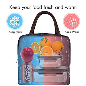 HOMESPON Lunch Bag Insulated Tote Bag Lunch Box Resuable Cooler Bag Lunch container Waterproof Lunch holder for Women/Men(navy feather,large)