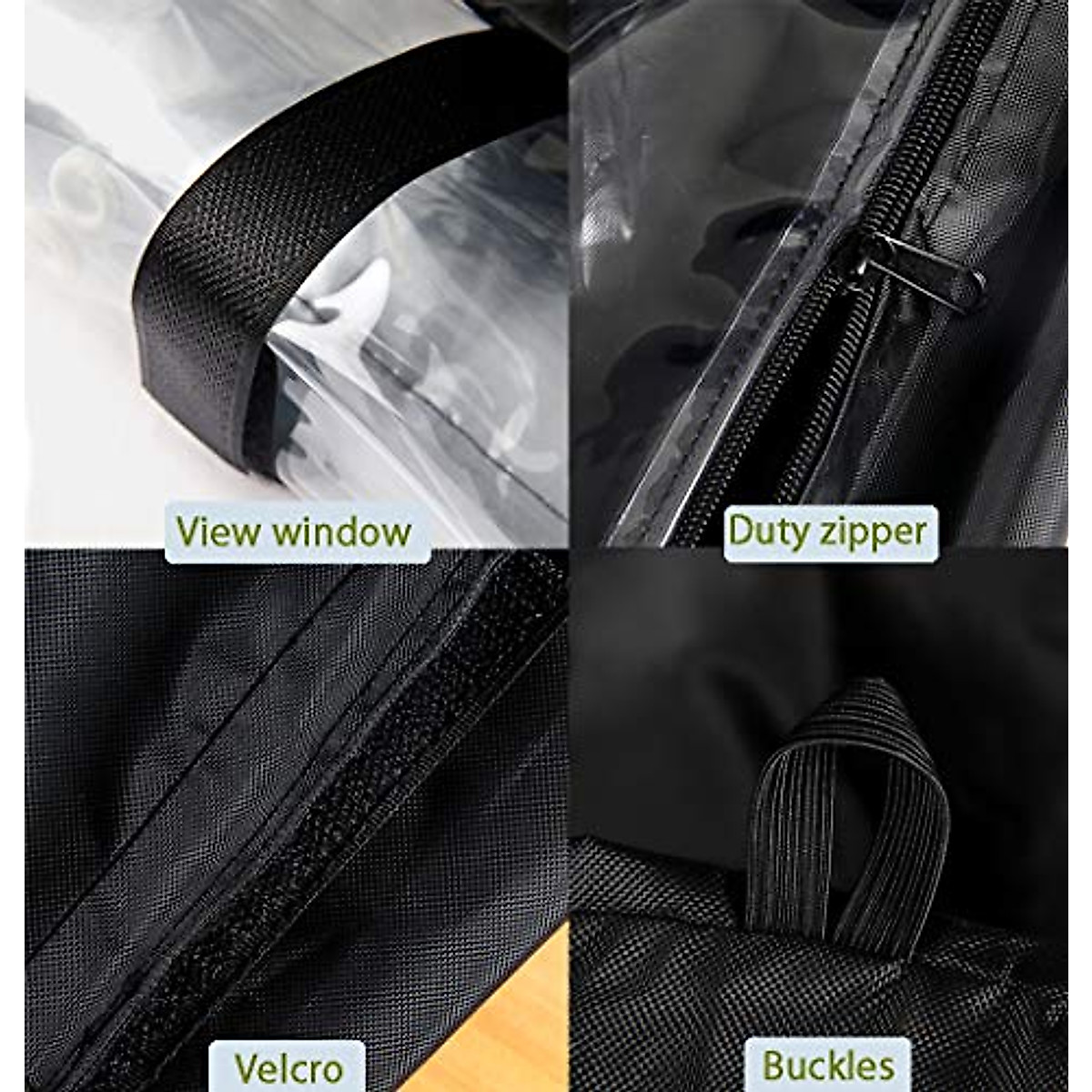 J&C Heavy Duty 420D Double Decker Rabbit Hutch Cover Windproof Waterproof Black Covers for Winter Rectangular Outdoor Bunny Cage Cover for Guinea Pig Cage (No Hutch (48x20x41 in)