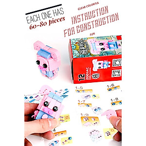 QPZ 12 Small Zodiac Animals Pets Mini Goodie Bag Fillers Packs, Horse Dog Monkey Tiger Rabbit Dragon Small Building Blocks Sets Compatible Party Favors for Kids