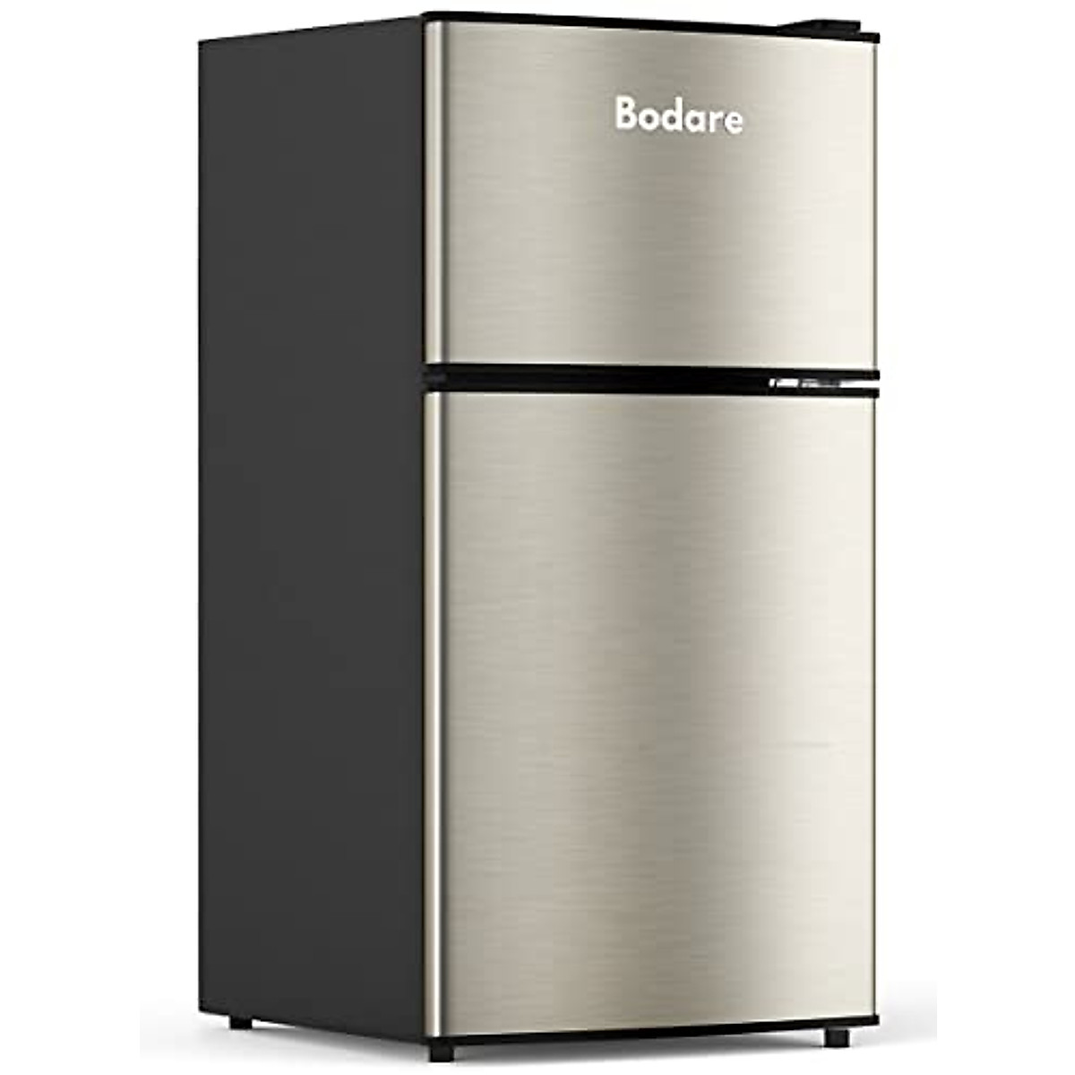 Bodare Mini Fridge with Freezer Quiet: 3.2 Cu.Ft Mini Refrigerator with 2 Doors - Small Refrigerator Energy-Efficient Compact Refrigerator - Small Fridge for Bedroom Dorm Office Apartment (Champagne)