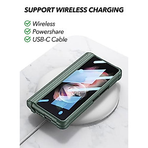 ELEPIK Armor PRO Series Case for Galaxy Z Fold 4 with Built-in Tempered Glass Screen Protector, Closed S Pen Holder [Avoid S Pen Lost], Hinge Protector, Kickstand, Wireless Charging (Black)