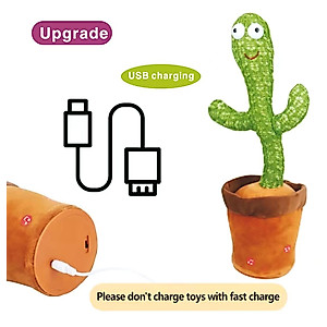 Ferlert Dancing Cactus,Talking Cactus Toy, Electronic Dancing Cactus Toy with Lighting,Singing Cactus Recording and Repeat Your Words,Cactus Mimicking Toy Green A